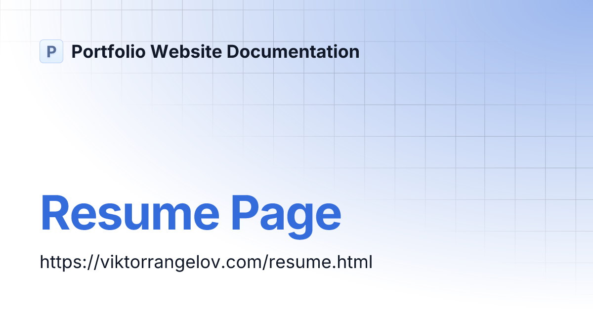 Resume Page | Portfolio Website Documentation