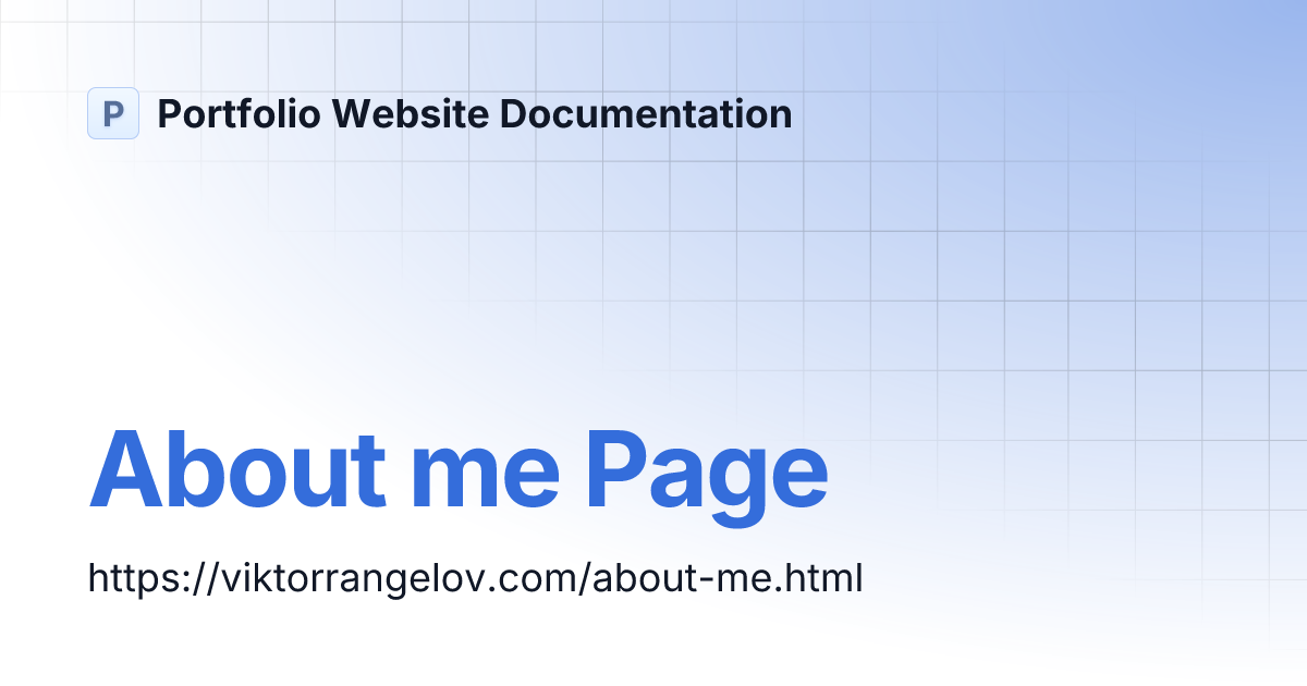 About me Page | Portfolio Website Documentation